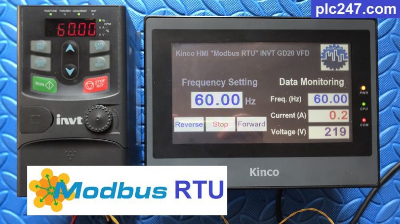 HMI Kinco "Modbus RTU" INVT GD20 Tutorial - plc247.com