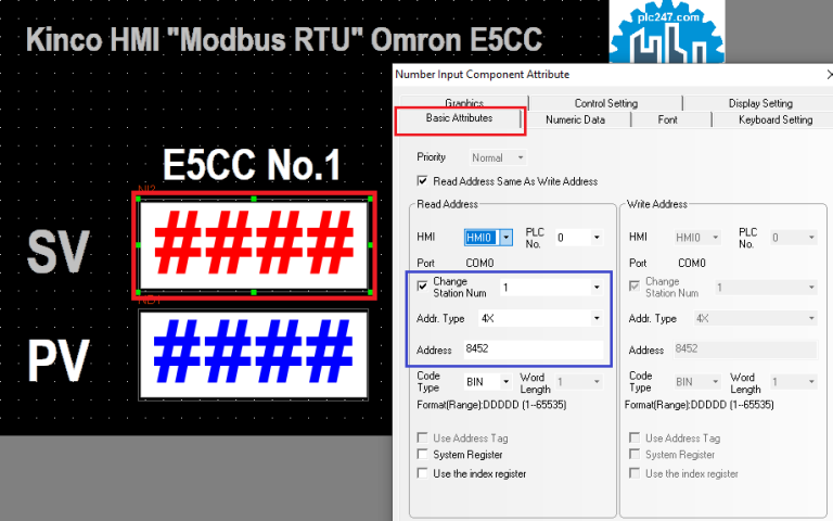 HMI Kinco "Modbus RTU" Omron E5CC Tutorial - plc247.com