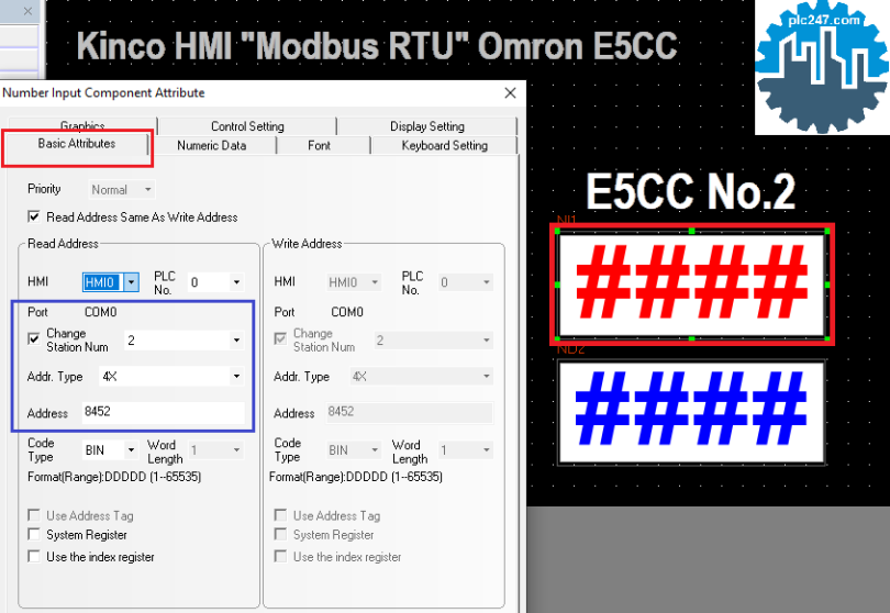 HMI Kinco "Modbus RTU" Omron E5CC Tutorial - plc247.com