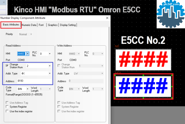 HMI Kinco "Modbus RTU" Omron E5CC Tutorial - plc247.com