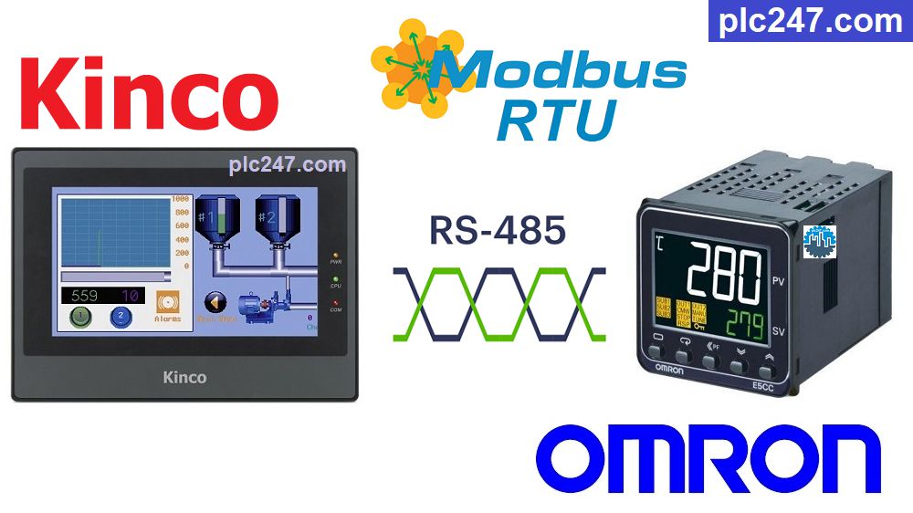 HMI Kinco "Modbus RTU" Omron E5CC Tutorial - plc247.com