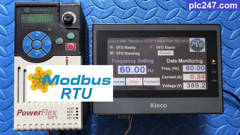 HMI Kinco "Modbus RTU" PowerFlex 525 Tutorial - plc247.com