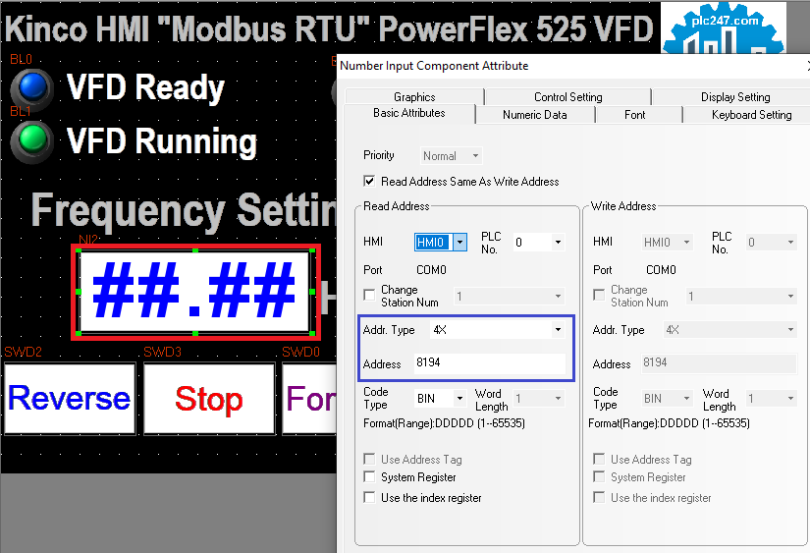 HMI Kinco "Modbus RTU" PowerFlex 525 Tutorial - plc247.com