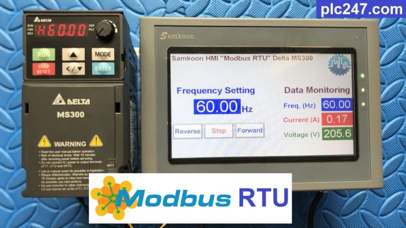 Samkoon HMI "Modbus RTU" Delta MS300 Tutorial - plc247.com