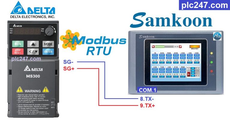 Samkoon HMI "Modbus RTU" Delta MS300 Tutorial - plc247.com