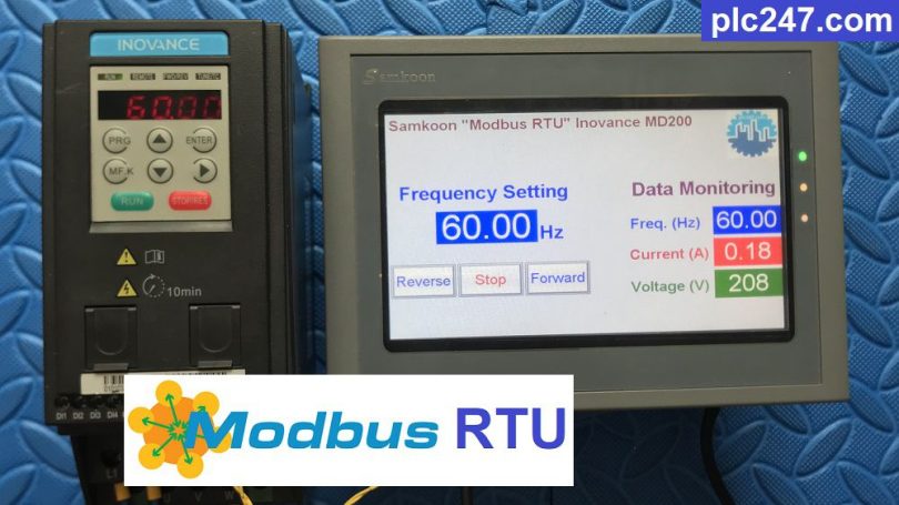 Samkoon HMI "Modbus RTU" Inovance MD200 Tutorial - plc247.com