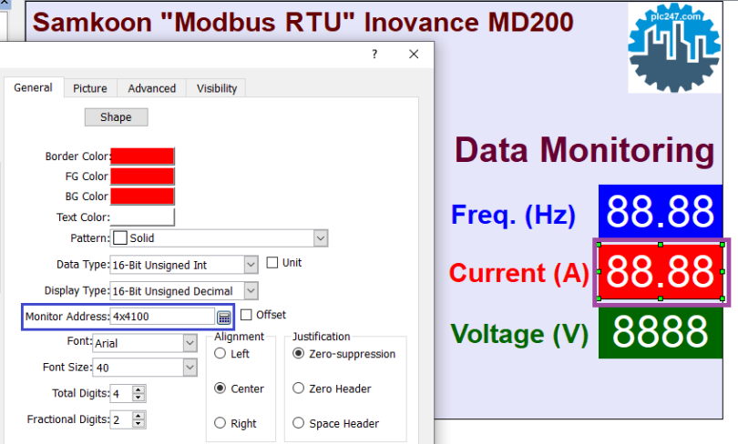 Samkoon HMI "Modbus RTU" Inovance MD200 Tutorial - plc247.com