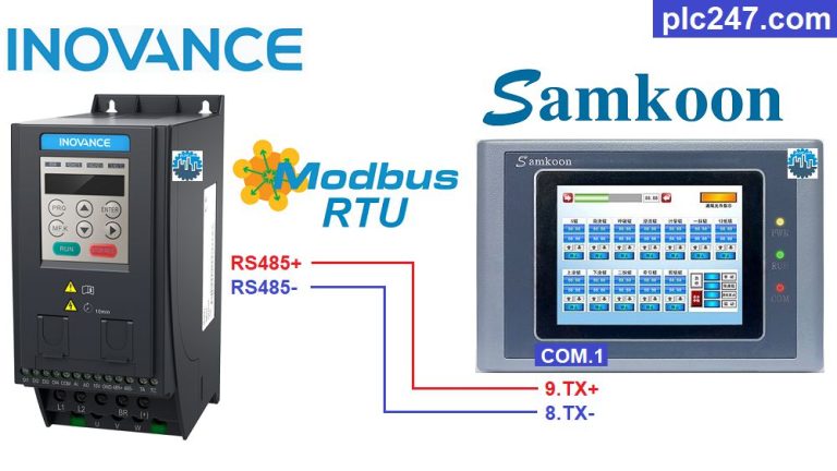 Samkoon HMI "Modbus RTU" Inovance MD200 Tutorial - plc247.com