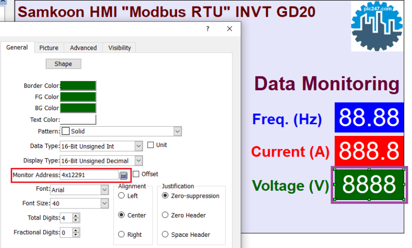 Samkoon HMI "Modbus RTU" INVT GD20 Tutorial - plc247.com