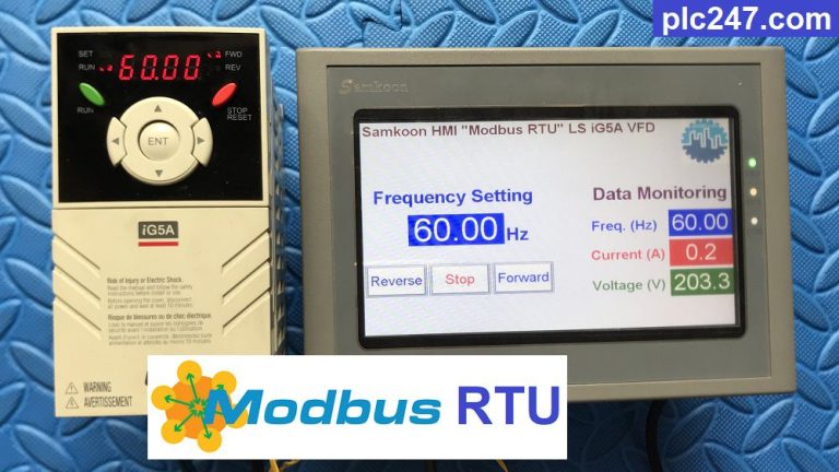 Samkoon HMI "Modbus RTU" LS iG5A VFD Tutorial - plc247.com