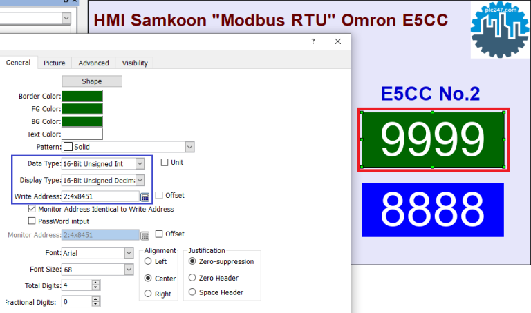 Samkoon HMI "Modbus RTU" Omron E5CC Tutorial - plc247.com