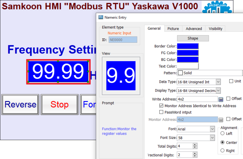 Samkoon HMI "Modbus RTU" Yaskawa V1000 Tutorial - plc247.com