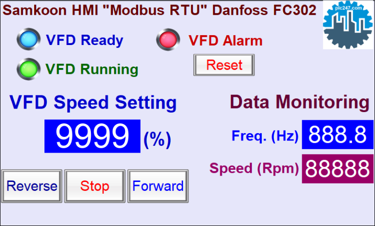 Samkoon HMI "Modbus RTU" Danfoss FC302 Tutorial - plc247.com