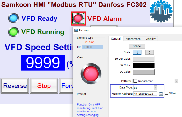 Samkoon HMI "Modbus RTU" Danfoss FC302 Tutorial - plc247.com