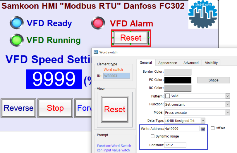 Samkoon HMI "Modbus RTU" Danfoss FC302 Tutorial - plc247.com