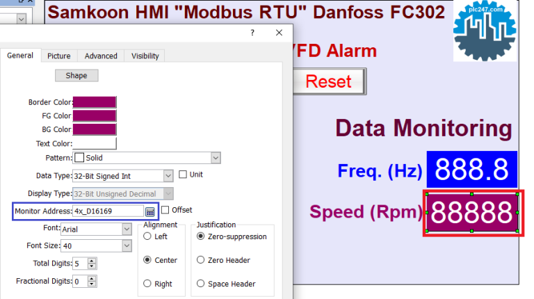 Samkoon HMI "Modbus RTU" Danfoss FC302 Tutorial - plc247.com