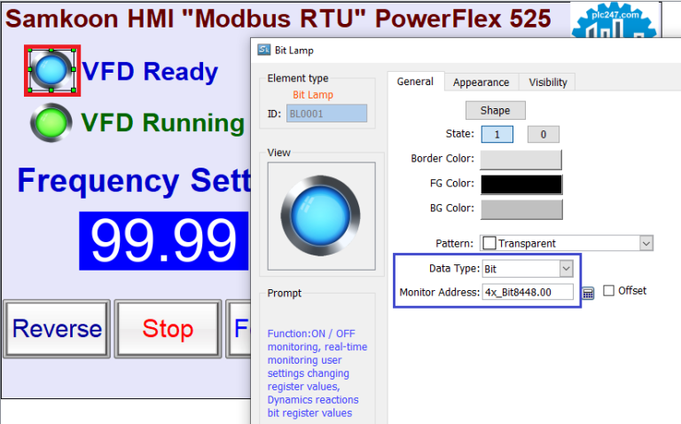 Samkoon HMI "Modbus RTU" PowerFlex 525 Tutorial - plc247.com