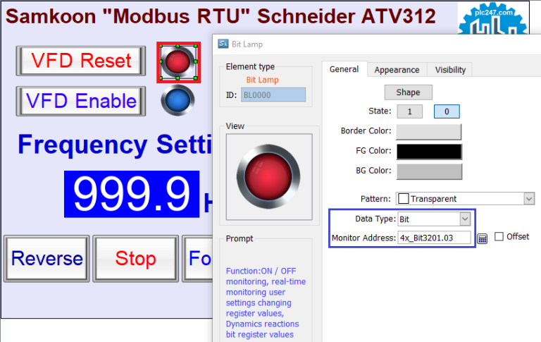 Samkoon HMI "Modbus RTU" Schneider ATV312 Tutorial - plc247.com