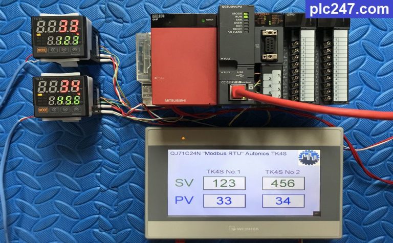 Mitsubishi QJ71C24N "Modbus RTU" Autonics TK4S Tutorial - plc247.com