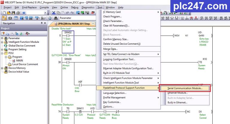 Mitsubishi QJ71C24N "Modbus RTU" FR-E720 VFD Tutorial - plc247.com