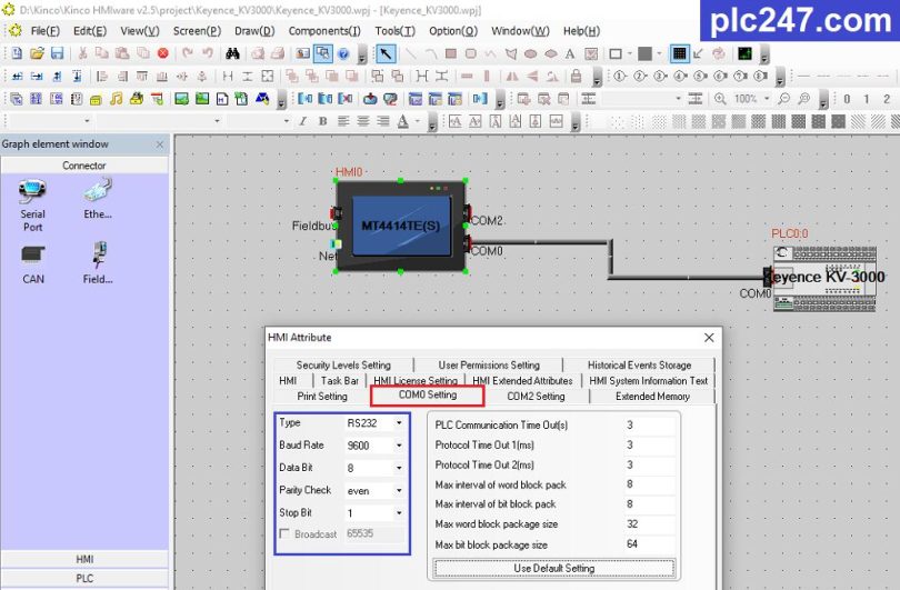 Keyence KV3000 & Kinco HMI "RS232 Connection" Tutorial - plc247.com