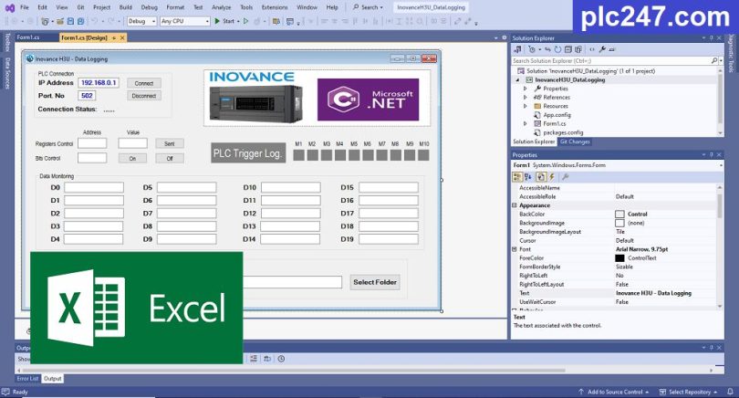PLC Inovance & Visual Studio C# "Data Logging" - plc247.com