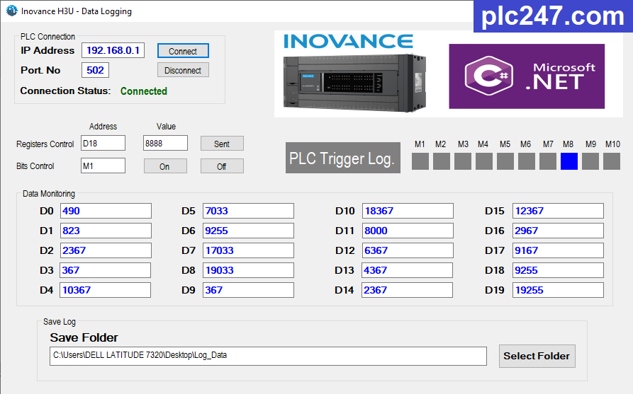 PLC Inovance & Visual Studio C# "Data Logging" - plc247.com
