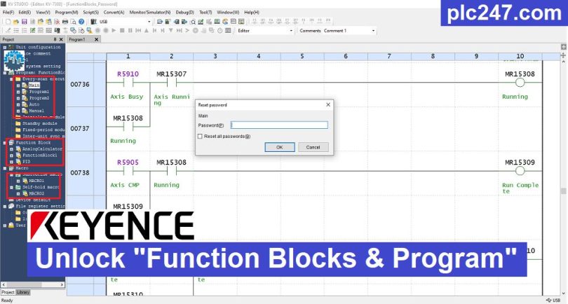 Unlock Password "Function Block & Program" PLC Keyence - plc247.com