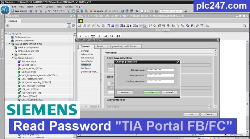 [Unlock Password] Tia Portal "Function Block" Siemens - plc247.com