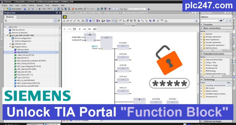 [Unlock Password] Tia Portal "Function Block" Siemens - plc247.com