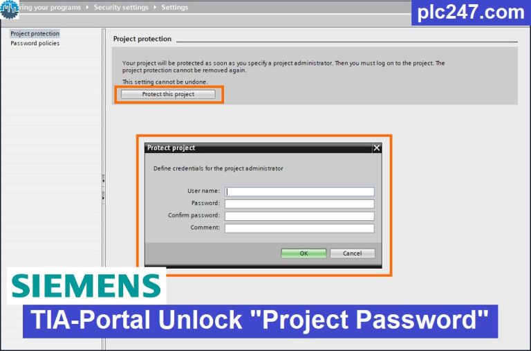 [Unlock] Tia Portal "Project User & Password" Siemens - plc247.com